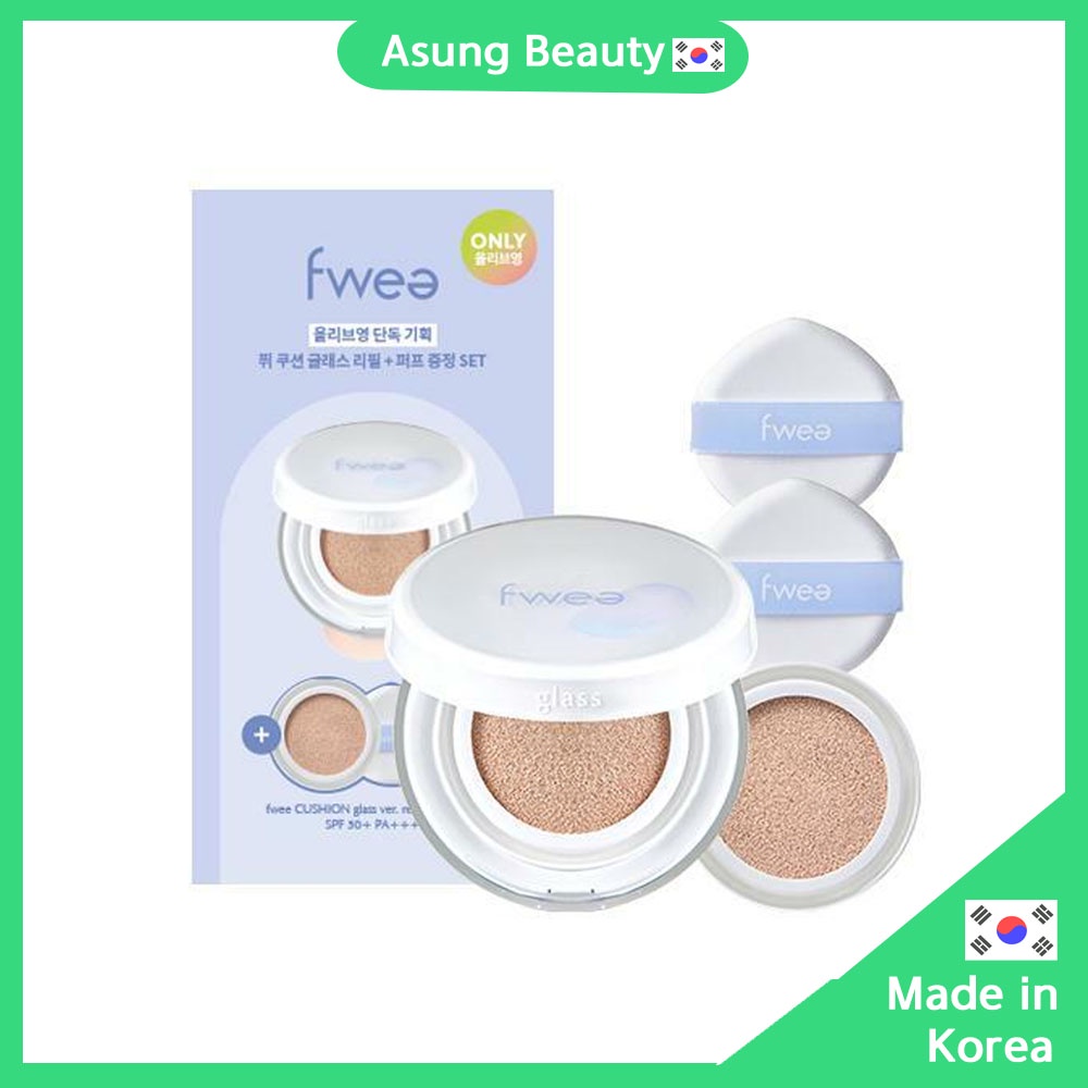 [Fwee] Cushion Glass 15g + Refill 15g + Fuff 2ea Set (SPF50+/PA+++) 💙 5 Colors | Shopee Malaysia