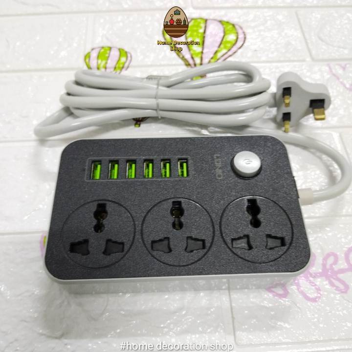 6 usb port 3.4a +3 universal plug socket 250v ldnio extension wire ...