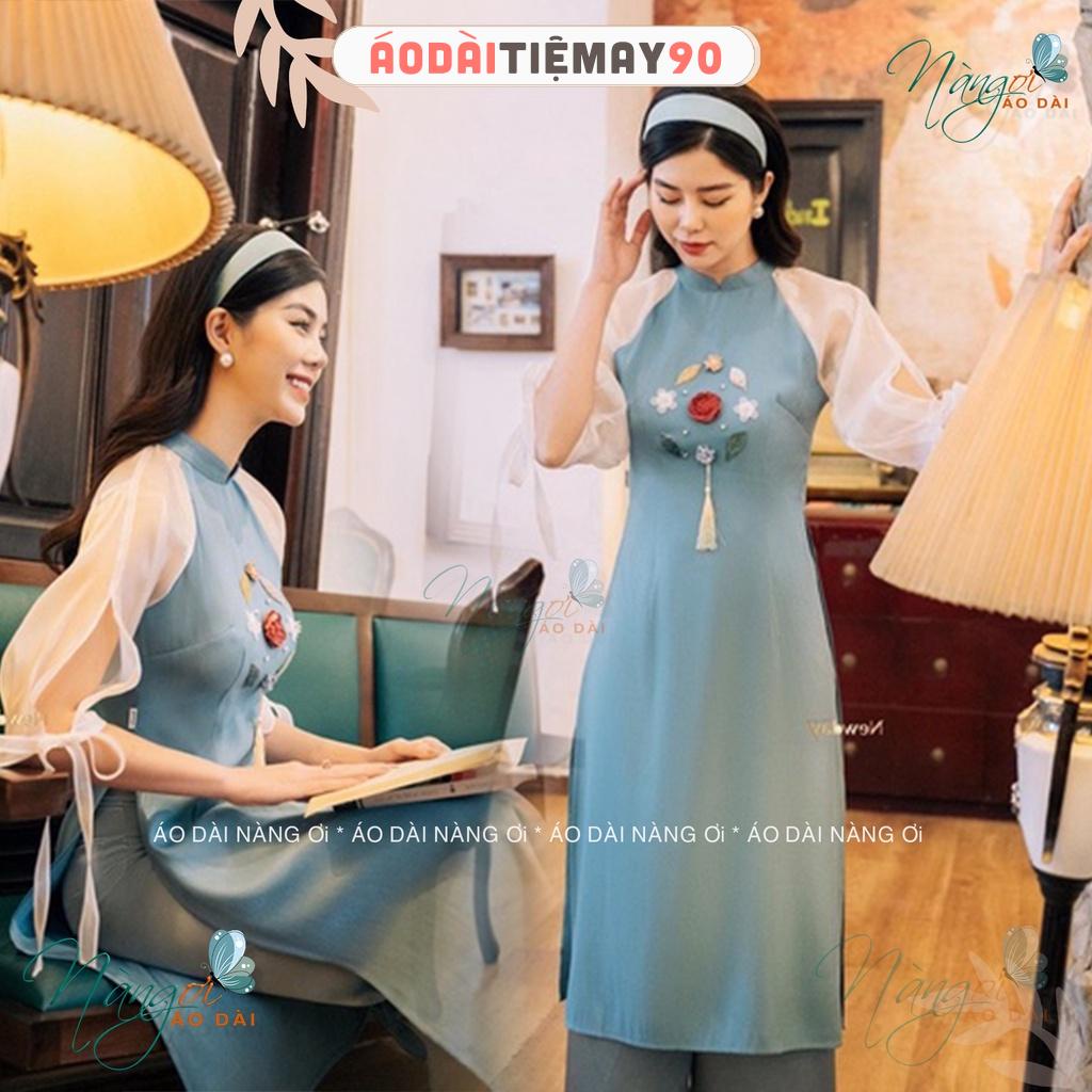 Women's Innovative Ao Dai with Half Sleeves, Fluffy Silk Body ...