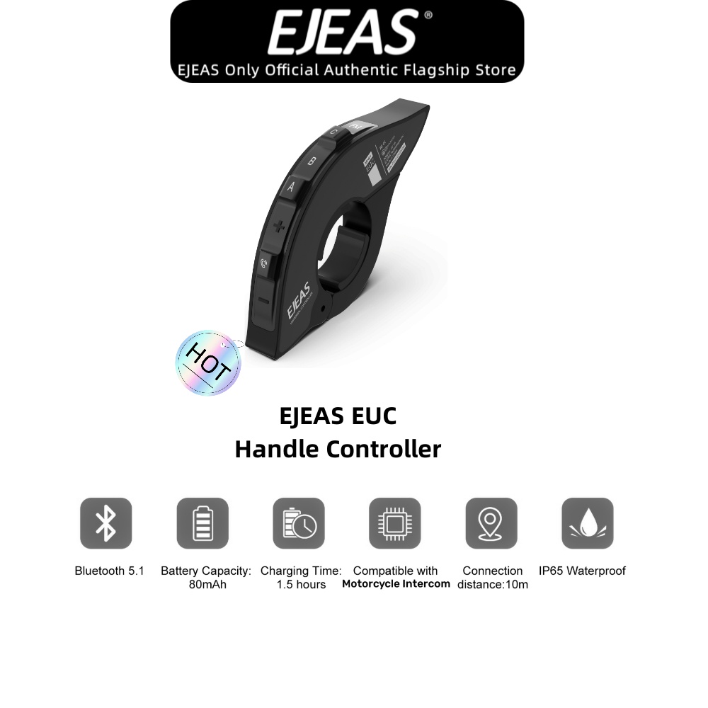 EJEAS EUC Motorcycle Bluetooth Handlebar Wireless Intercom Remote Controller Waterproof ...