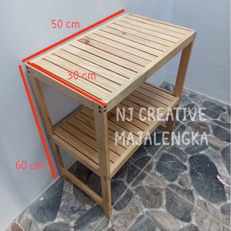 KAYU Mt2_536 Minimalist aesthetic 2-tier stacking wooden shelf table ...