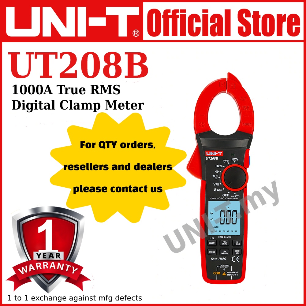 UNI-T UT208B UT205E UT207B 1000A True RMS Digital Clamp Meter | Shopee ...