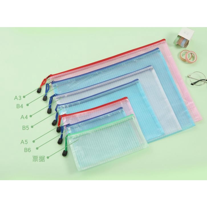 Document Zip File Bag Zipper Pouch Grid Transparent Document Folder ...