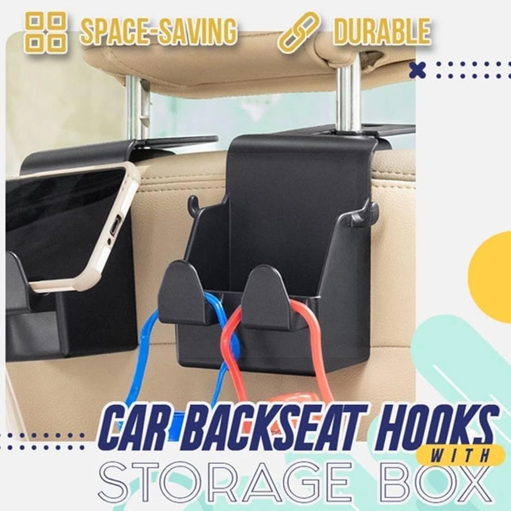 Car Back Seat Hook Hanger Storage Box Organizer Phone Mount Tissue Bag ...
