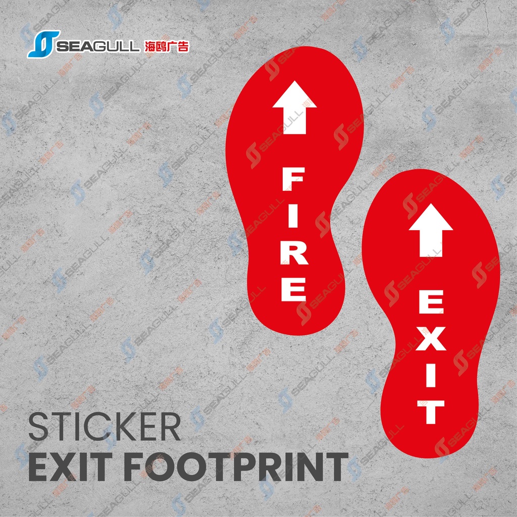 Fire Exit Footprint Sticker Footprints Floor Marker Emergency Exit ...