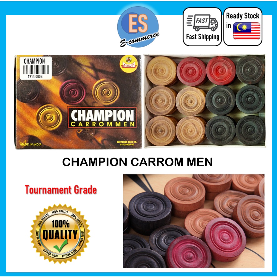 CHAMPION WOOD CARROM MEN (High Grade Wooden Tournament Carrom Men) BUAH ...