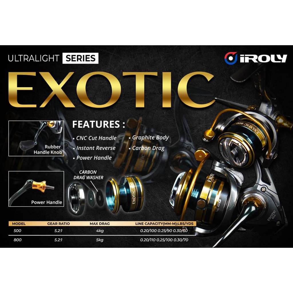 Reel SPINNING IROLY EXOTIC ULTRALIGHT SERIES | Shopee Malaysia