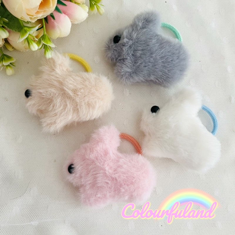 [SHIPS FROM MALAYSIA](C80)Children’s Adorable Fluffy Rabbit Hair Ties ...