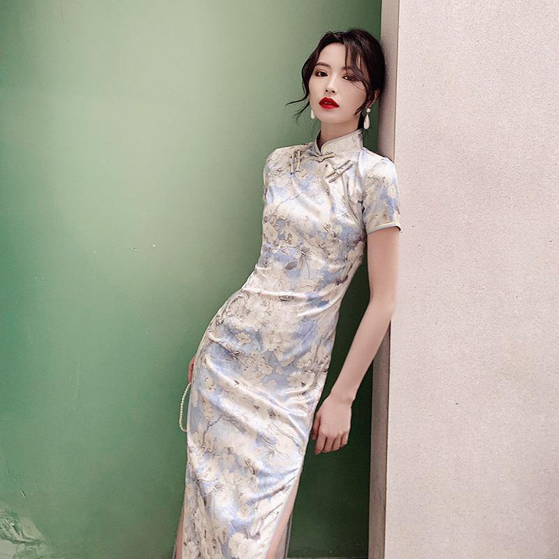 French Cheongsam Temperament Vintage Chinese Style Long Improved ...