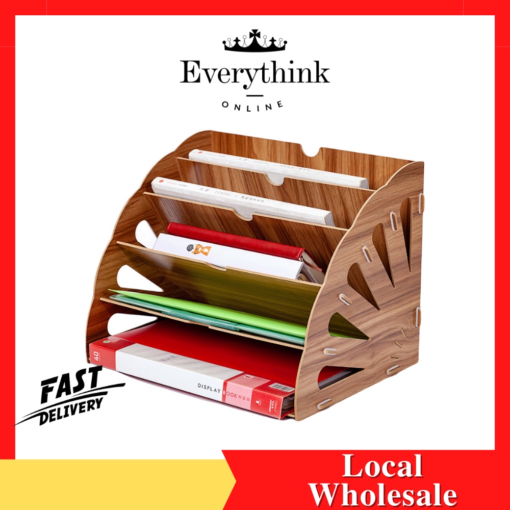 DIY WOODEN STATIONERY FILE RACK DESKTOP DRAWER ORGANIZER PEN PENCIL ...