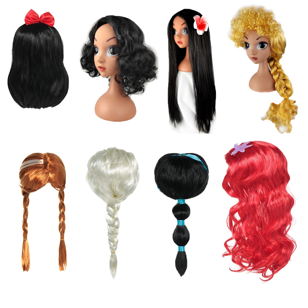 Girls Disney Princess Wig Frozen Elsa Anna Snow White Addams Rapunzel ...