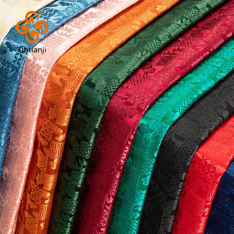 Brocade satin Japanese jacquard cloth high-density cheongsam Hanfu silk ...