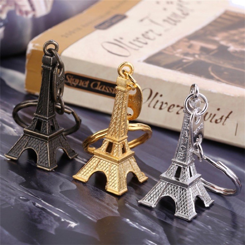 Vintage Eiffel Tower Paris Tower Key Chain Creative Metal Model Keyring ...