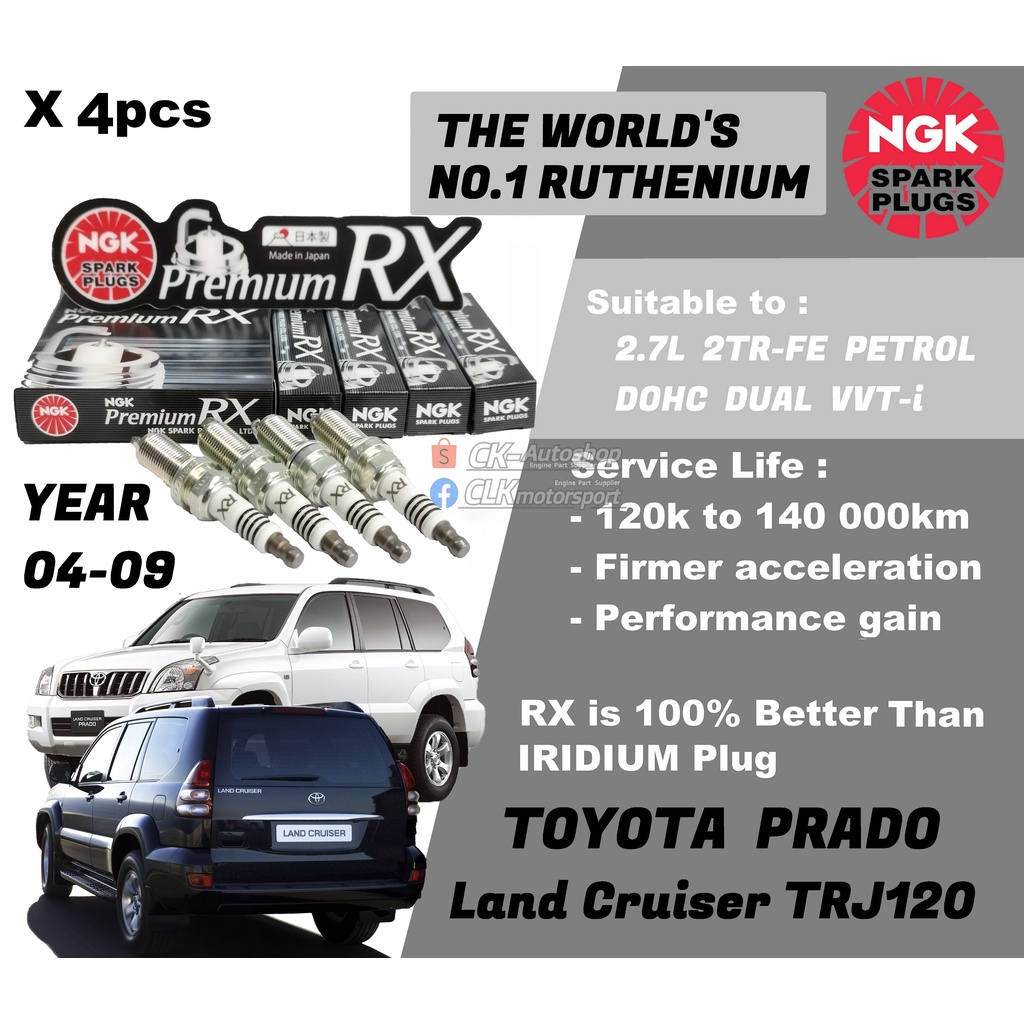 Japan NGK Premium RX Spark Plug for Toyota Land Cruiser Prado 2.7L ...