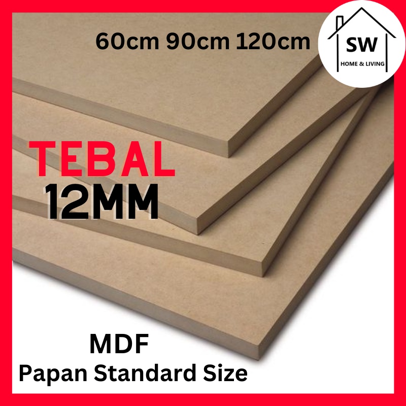 SW Papan MDF board 60CM 90CM 120CM DIY thickness 12mm board sheet papan ...