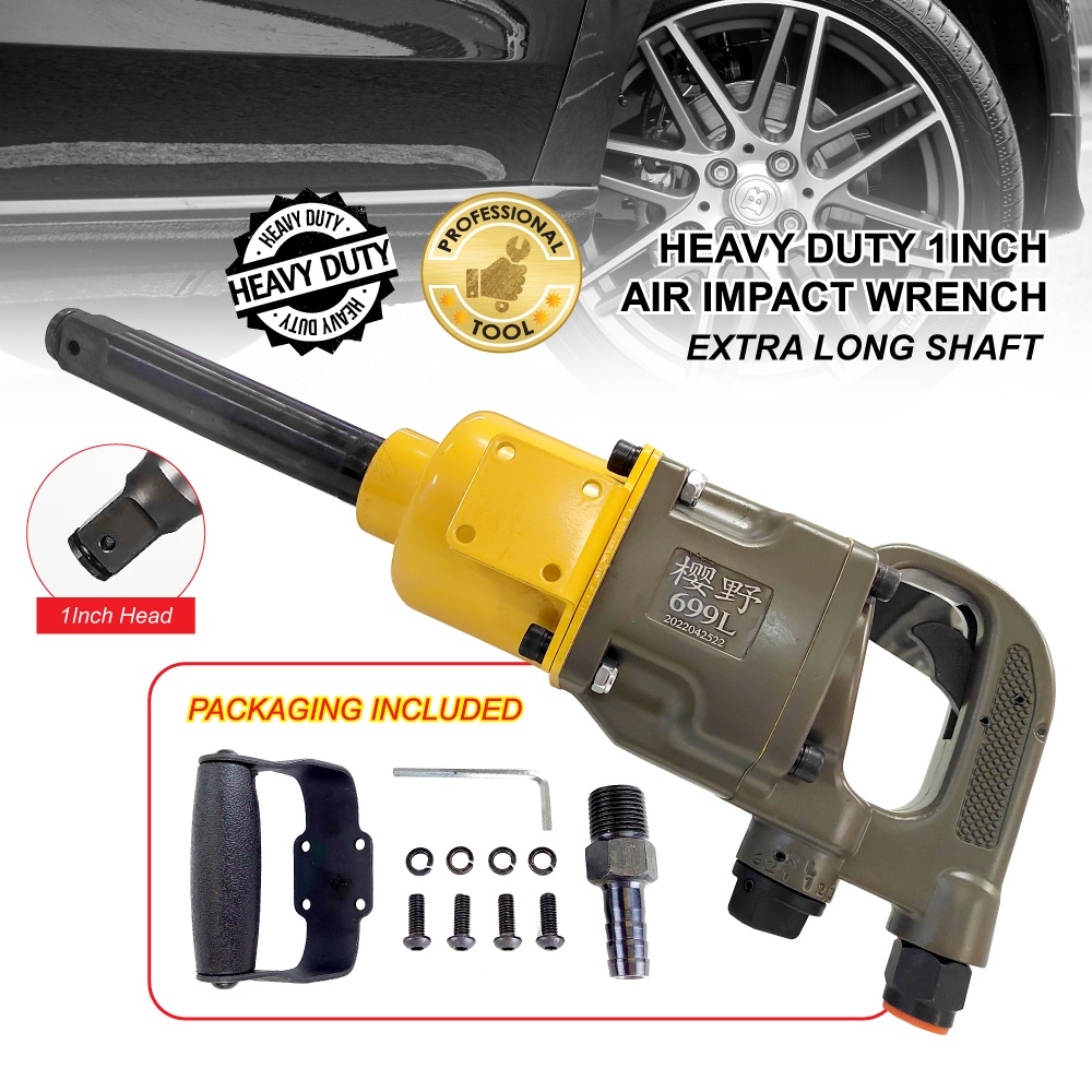 Heavy Duty 1" Inch Air Pneumatic Impact Wrench 699L Long Shaft Powerful ...