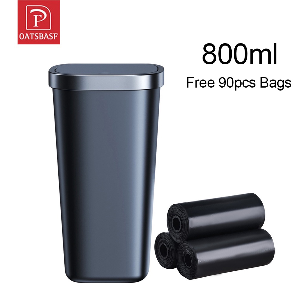 OATSBASF Push Type Car Trash Can With Lid Washable Organizer Storage ...