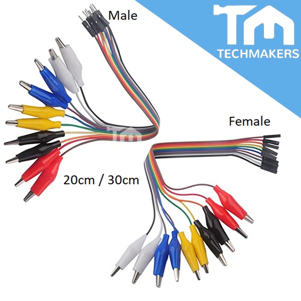 1 Bundle (10 wire) of Alligator / Crocodile Clip to Male/Female ...