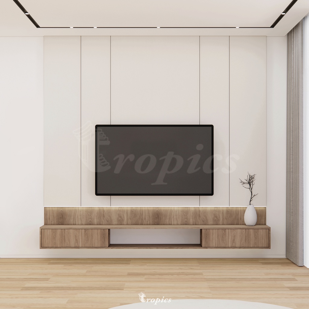 TV Console Wall Mounted with bottom cabinet c/w selected lamination ...