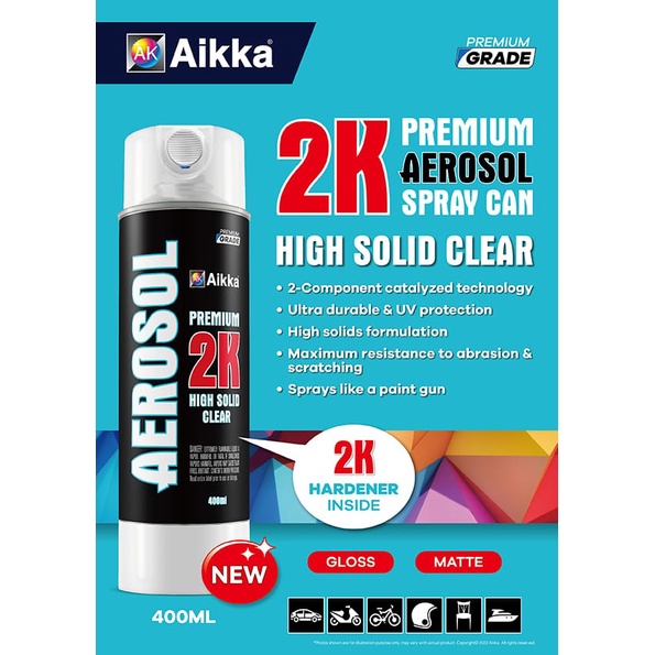 AIKKA 2K CLEAR KILAT SPRAY TIN /PREMIUM HIGH SOLID 2K CLEAR AEROSOL ...