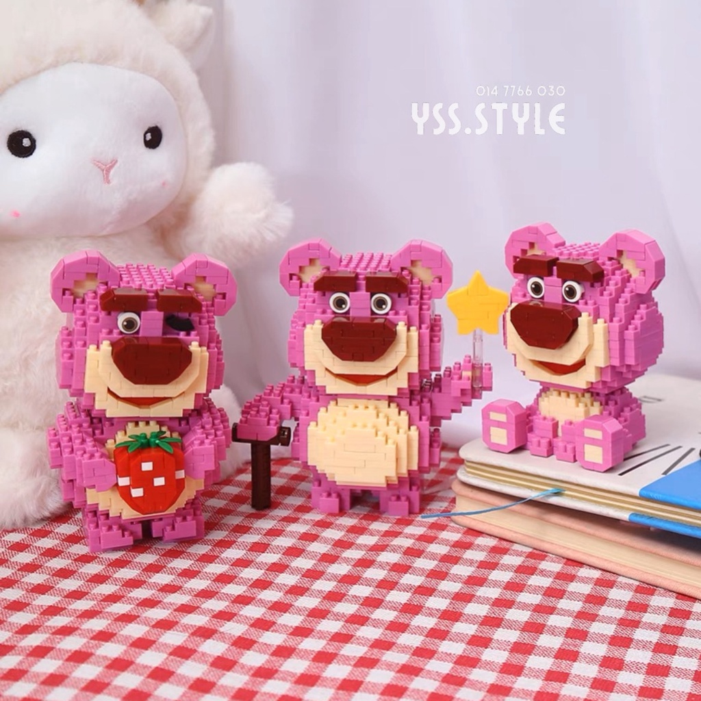 Lotso Bear Building Blocks Micro Bricks Pink Strawberry Bear Toys Gifts ...