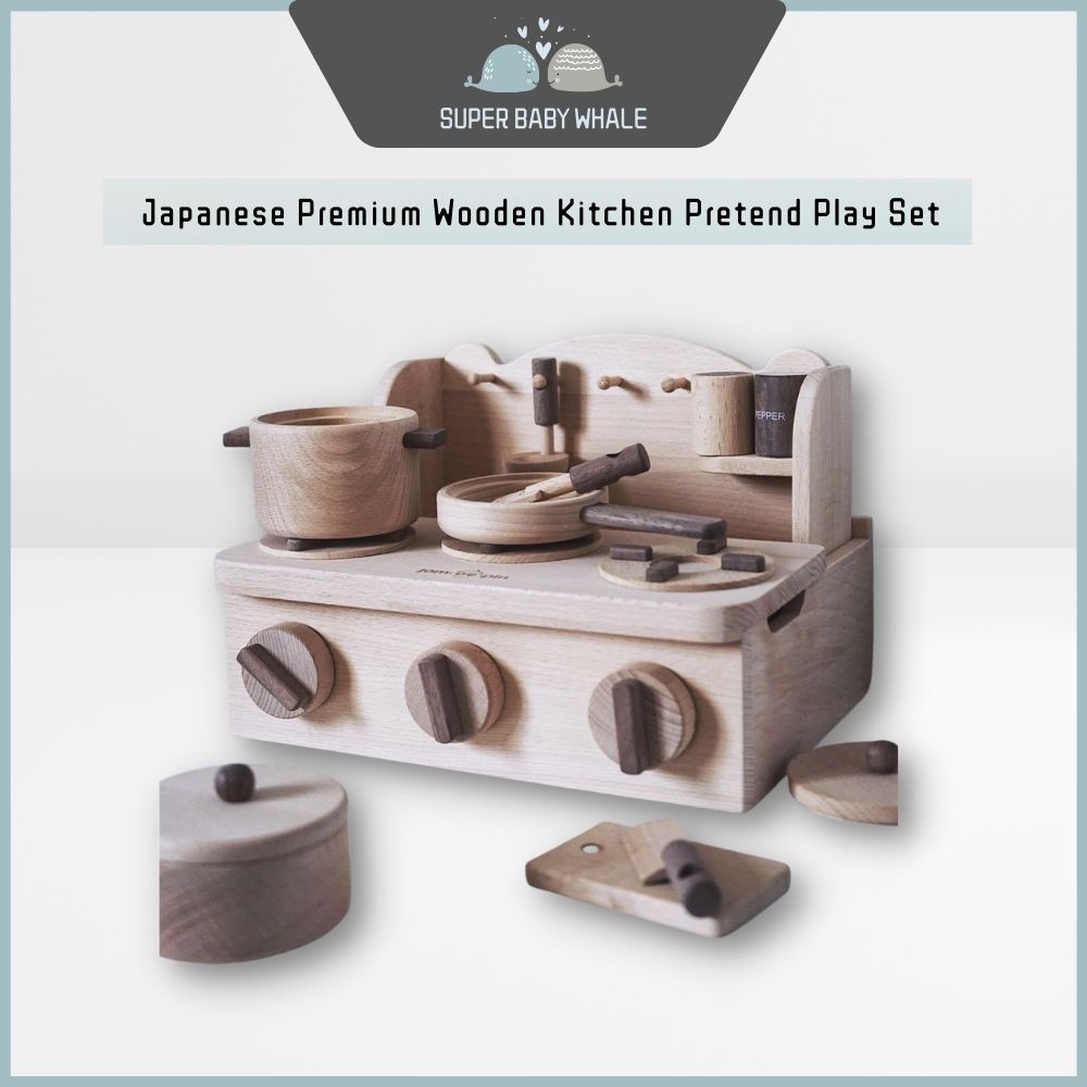 Children Kitchen Playset with utensils Japanese Style Premium | Wooden ...