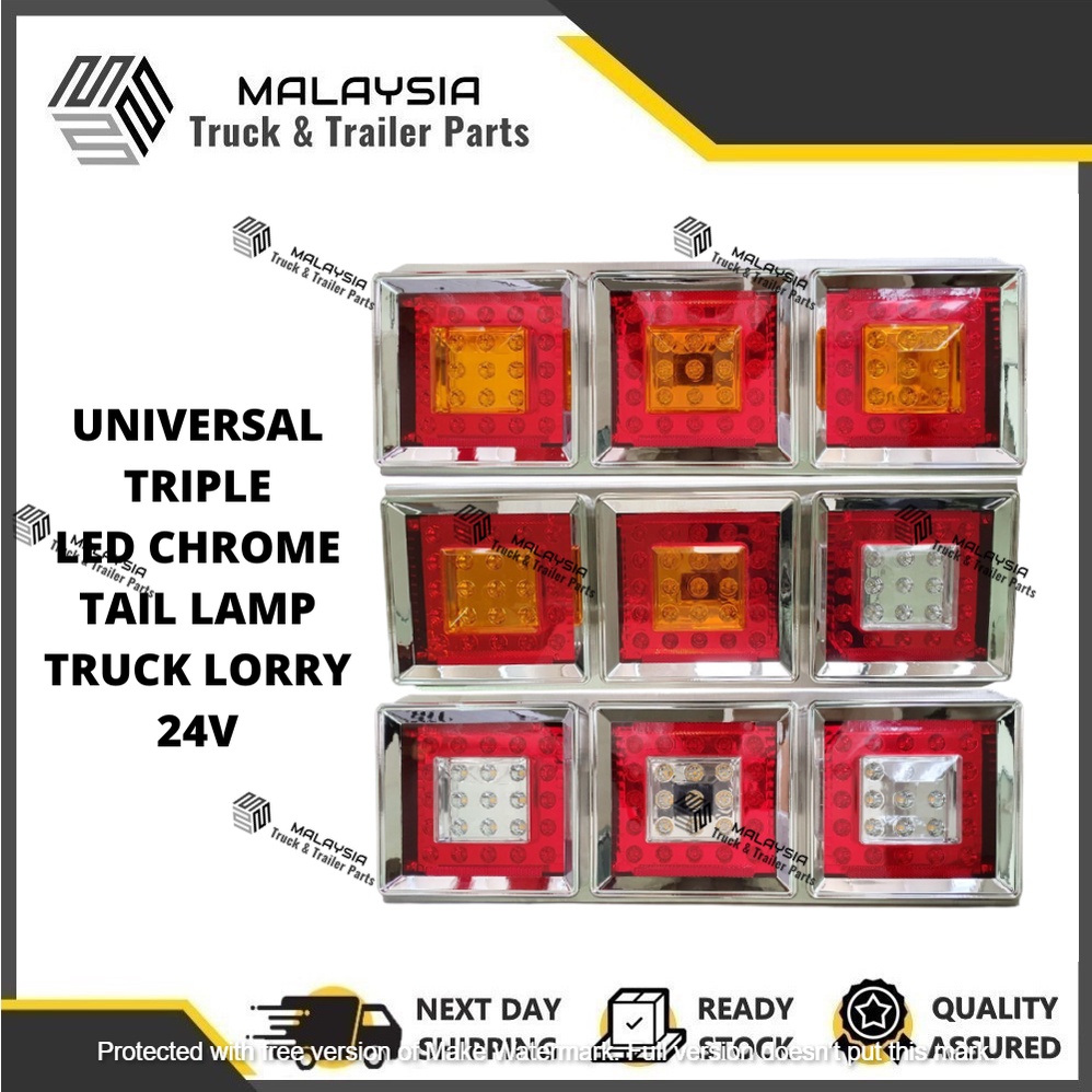 TRIPLE CHROME TAIL LAMP FOR ISUZU HINO NISSAN FUSO LED TRUCK LORRY 24V ...