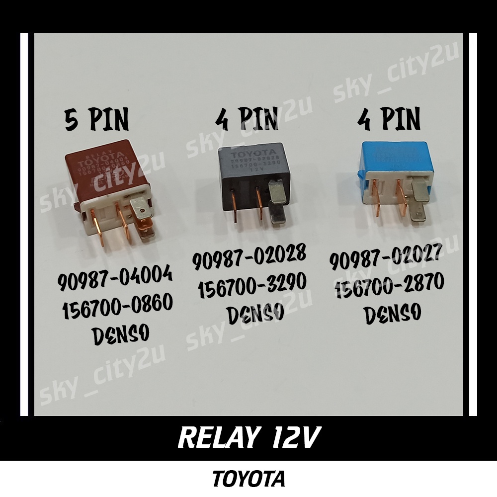 Toyota Relay 90987-04004 156700-0860 5 Pin Genuine Denso 90987-02028 ...