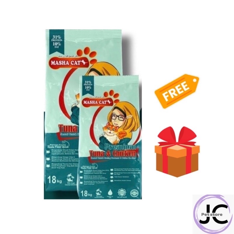 Masha Cat Premium Tuna & Chicken 18KG (ADA FREE GIFT) | Shopee Malaysia