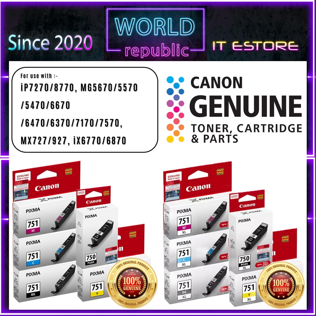 Canon Original Ink - PGI-755XXL PGI-750 CLI-751 PGI750 CLI751 PGI750BK ...