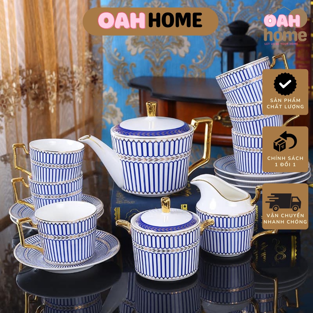 Nordic style royal green striped tea set | Shopee Malaysia