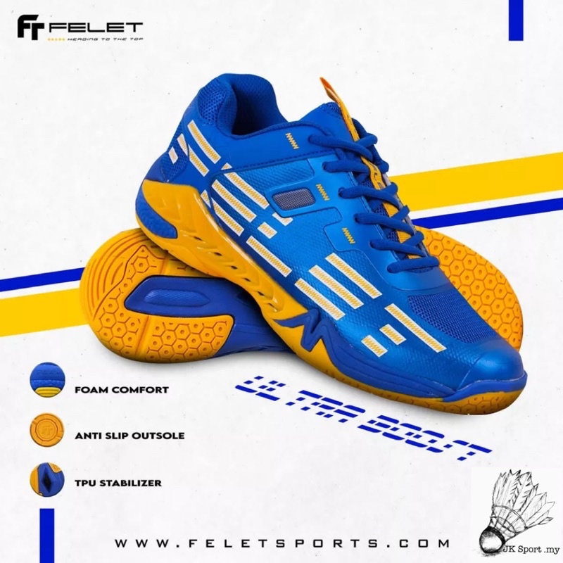 FELET ULTRA BOOST ( BLUE/YELLOW ) BADMINTON SHOE | Shopee Malaysia