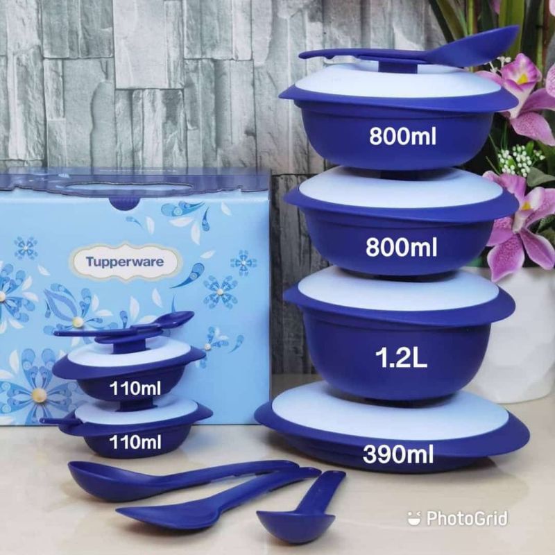 Blue and Purple Royale Petit Serveware Blossom Tupperware | Shopee Malaysia
