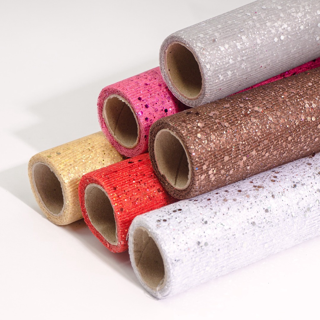 (5 Yards) Colourful Mesh Glitter Flower Wrapper | Poly Mesh for Flower ...