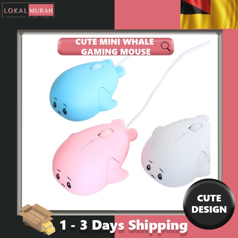 LMS | Cute Mini Whale Ergonomic PC Laptop USB Wired Optical Gaming ...