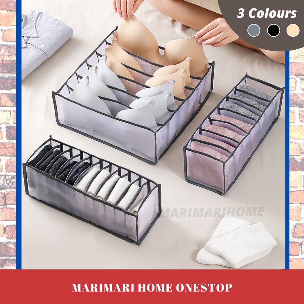 6/7/11 Slots Underwear Storage Box Foldable Drawer Socks Bra Organizer ...
