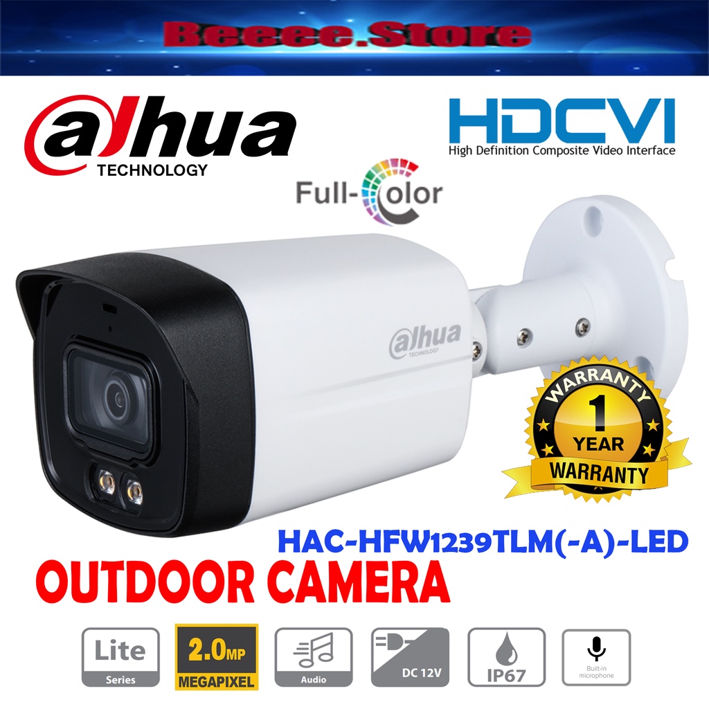 DAHUA 2MP (MIC) (COLOR) 3.6MM DH-HAC-HFW1239TLMP A LED 1080P Full-color ...