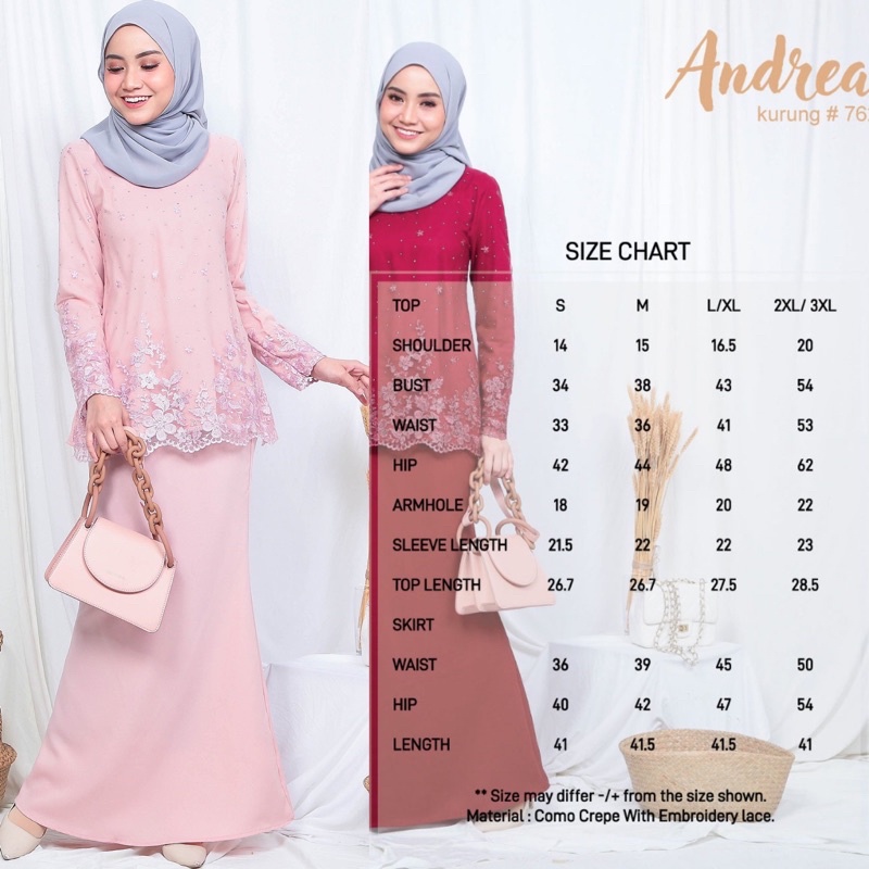 (S-XL) PINK / PEACH / DUSTY PINK TEMA BAJU KURUNG DRESS BRIDESMAID ...