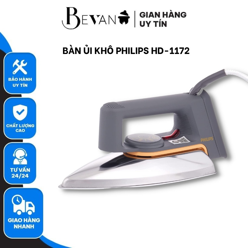 Philips HD-1172 fast heat conduction safe auto-shutoff dry iron smooth ...