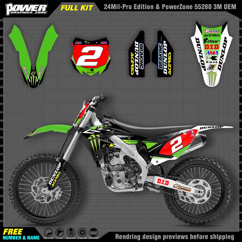PowerZone Custom Team Graphics Decals Stickers Kit For Kawasaki Decal ...