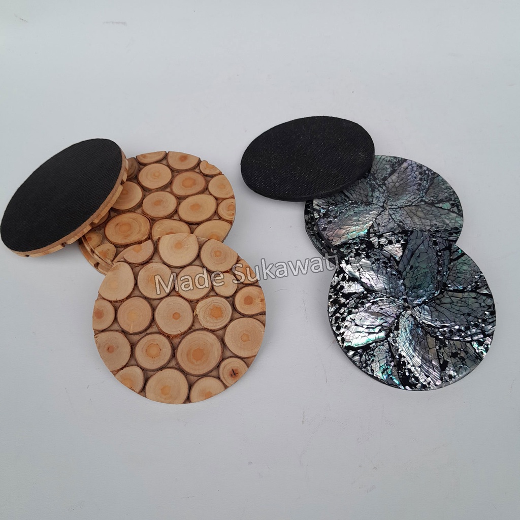 5pcs Balinese craft wooden and shell Motif drinking coasters | Shopee Malaysia