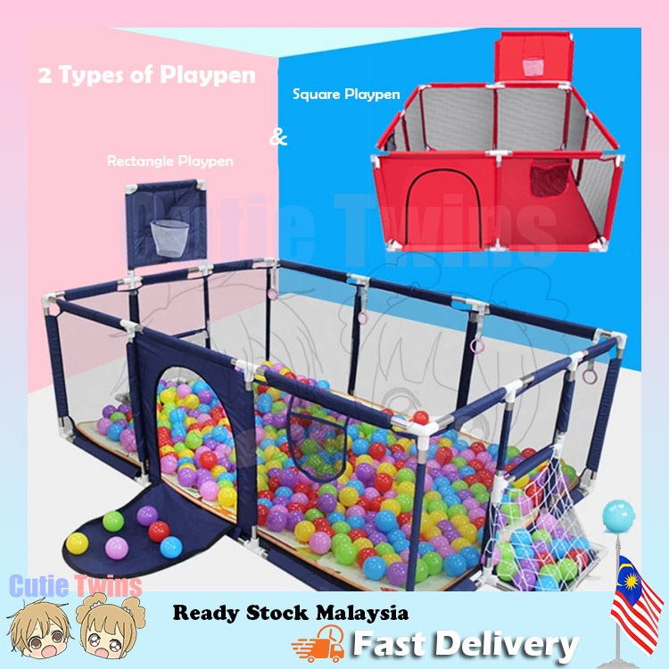 CutieTwins Baby Kids Safety Playpen Play fence Red & Blue Rectangle ...