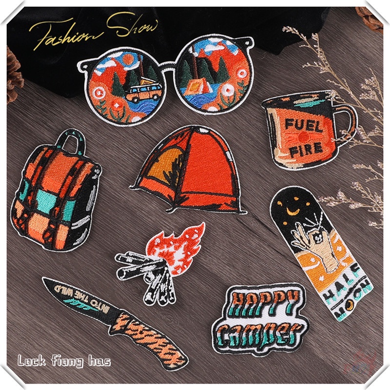 Happy Camper - Outdoor Adventure Iron-On Patch ♚ 1Pc DIY Sew on Iron on Badges Patches | Shopee ...