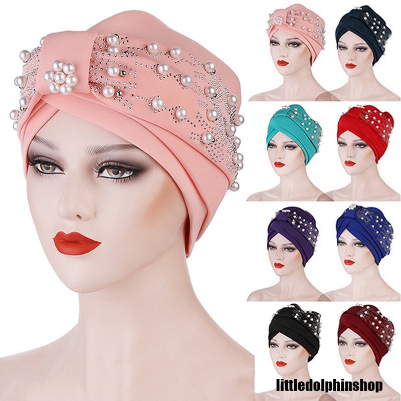 【LD2】 New Women's Beaded Velvet Turban Hat Muslim Turban Turban Hat ...