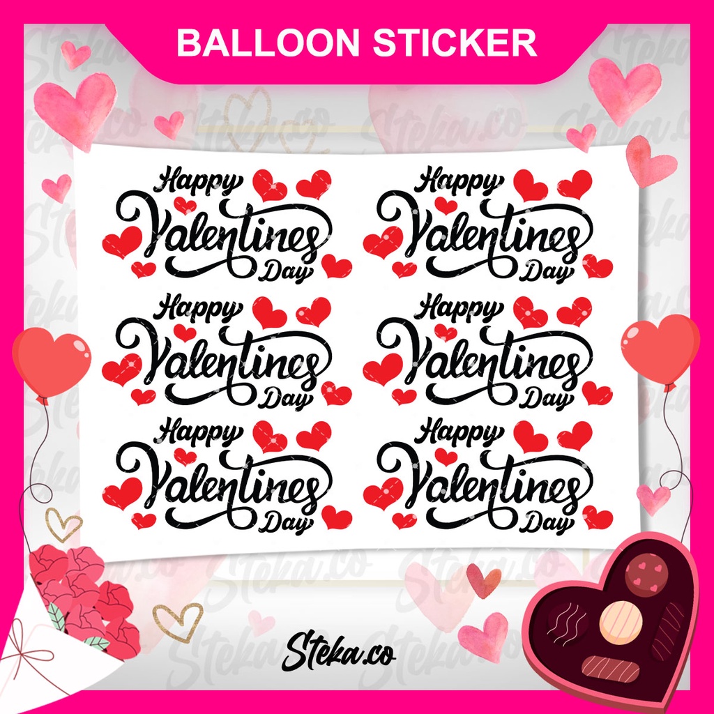 [ 6in1 ] Happy Valentine's Day Sticker for Foil Balloon 10inch ...