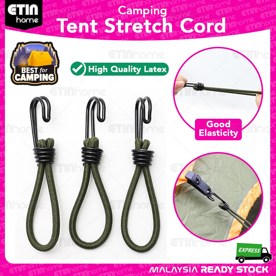 Camping Tent Stretch Cord Elastic Rope Buckle Tent Hook Fastener Fixing Band Outdoor Tali ...