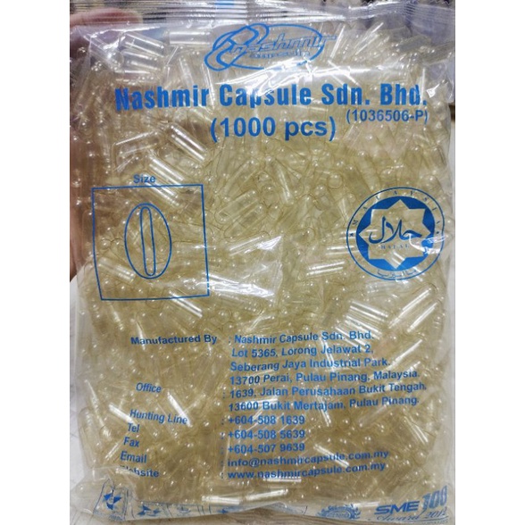Nashmir Kapsul Kosong HALAL Size 0 1000pcs 空胶囊 | Shopee Malaysia