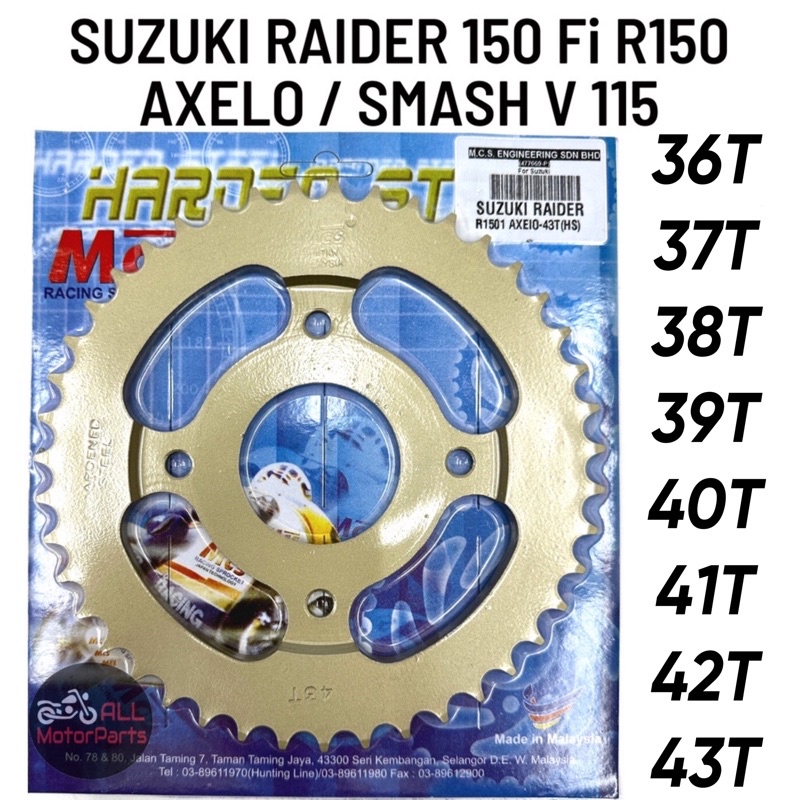 [428] SUZUKI RAIDER 150 Fi R150 / AXELO / SMASH V 115 REAR SPROCKET MCS ...