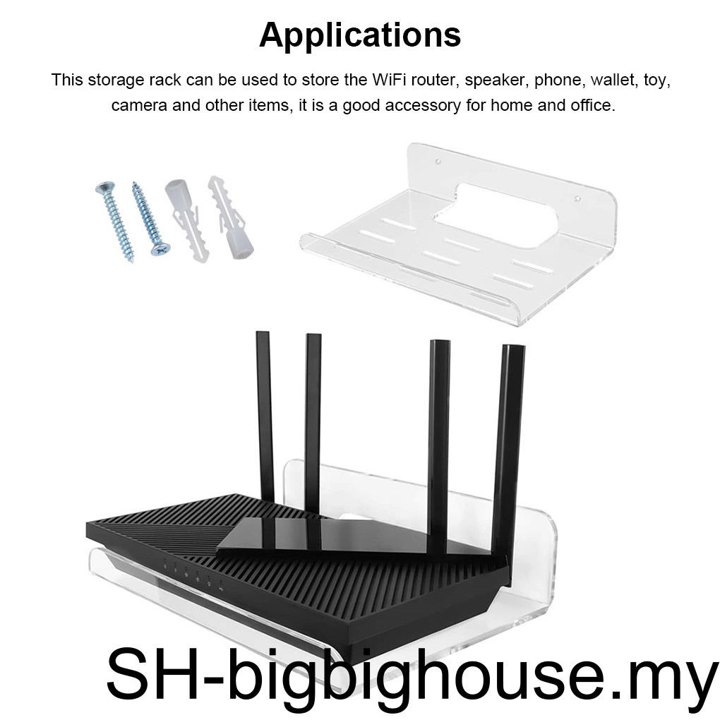 WiFi Router Rack Wall Mounted Acrylic Storage Stand Shelf Remote ...