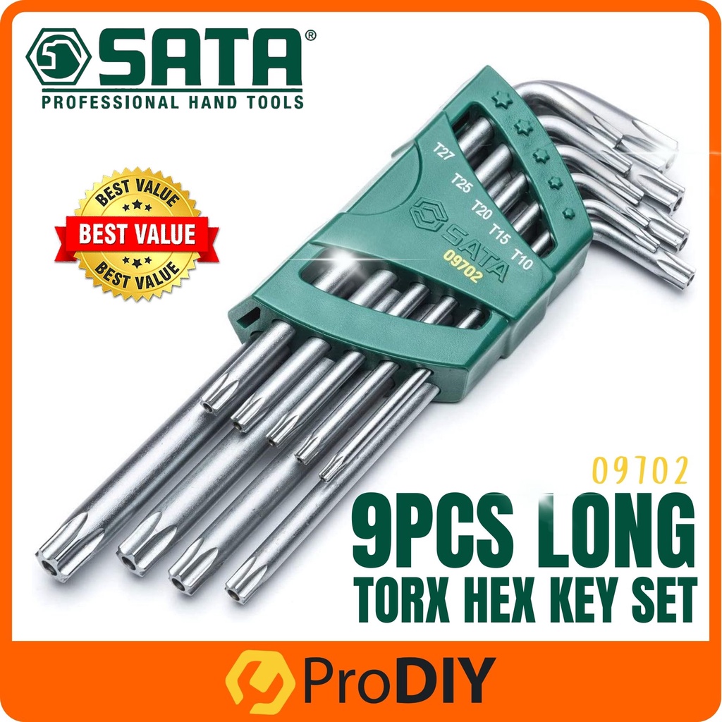 SATA 09702 9Pcs Long Torx Hex Key Set Torx Key Star Key Hex Key Sata ...